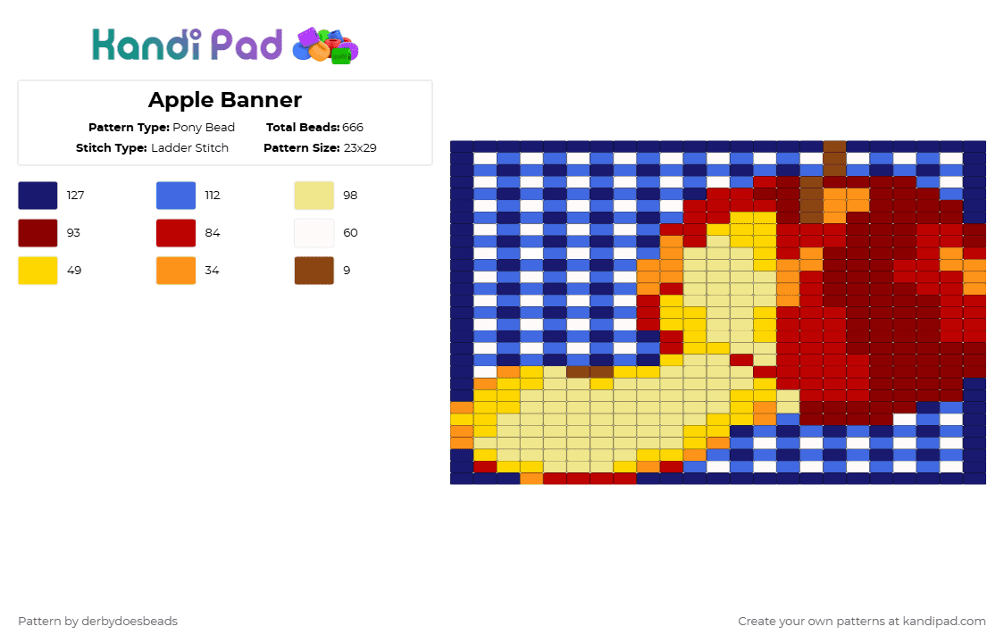 Apple Banner Pony Bead Pattern - Kandi Pad | Kandi Patterns, Fuse Bead ...