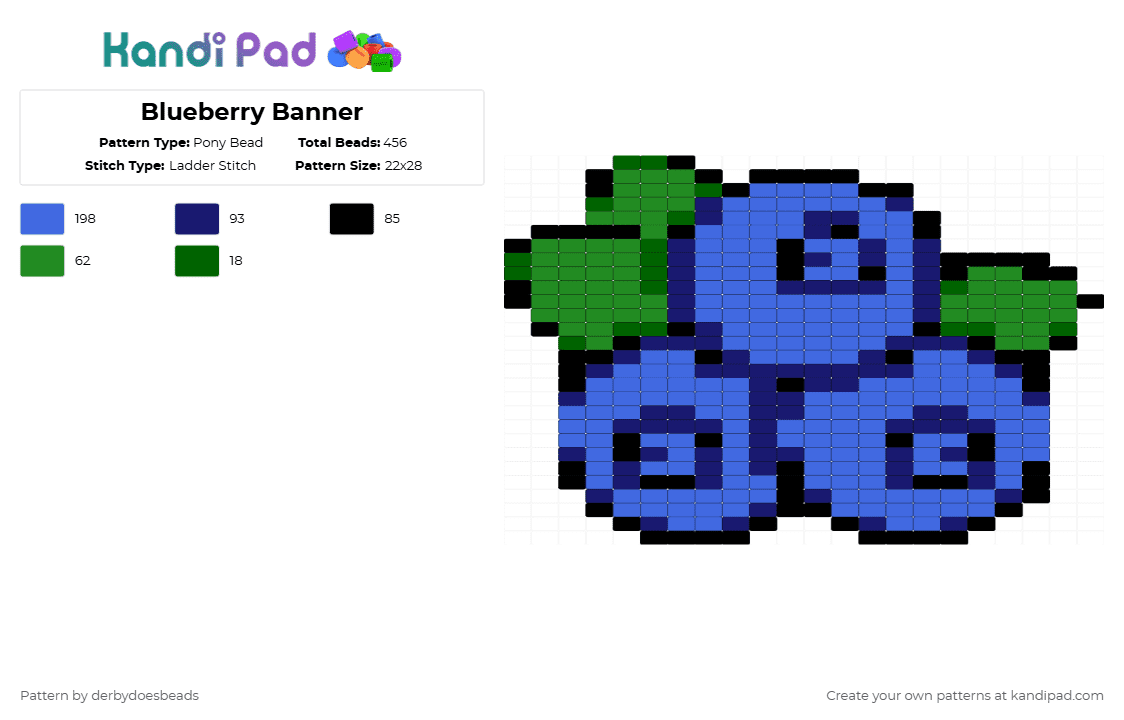 Blueberry Banner Pony Bead Pattern - Kandi Pad | Kandi Patterns, Fuse ...