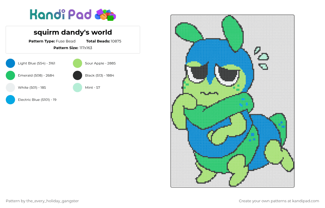 Squirm dandy's world Fuse Bead Pattern - Kandi Pad | Kandi Patterns ...