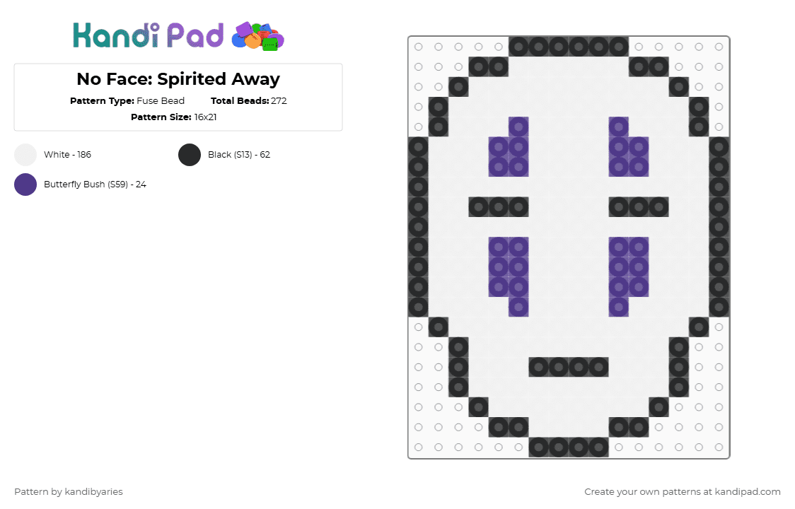 No Face: Spirited Away Fuse Bead Pattern - Kandi Pad | Kandi Patterns ...
