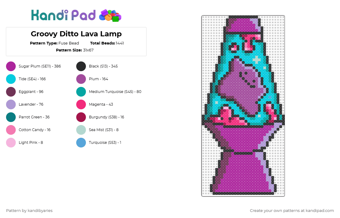 Groovy Ditto Lava Lamp Fuse Bead Pattern - Kandi Pad | Kandi Patterns ...