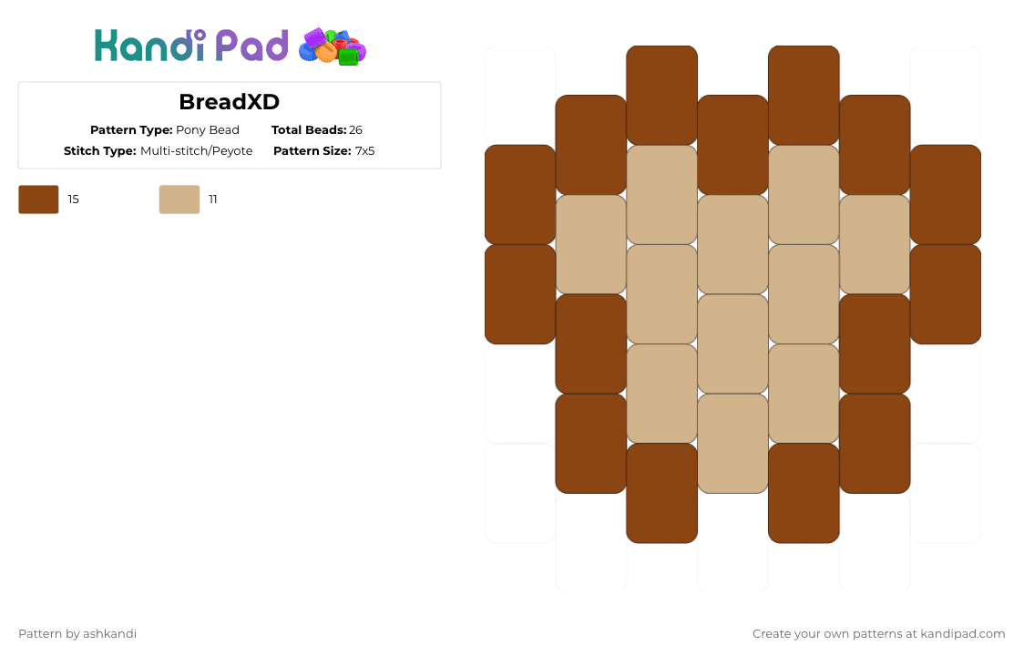 BreadXD Pony Bead Pattern - Kandi Pad | Kandi Patterns, Fuse Bead ...
