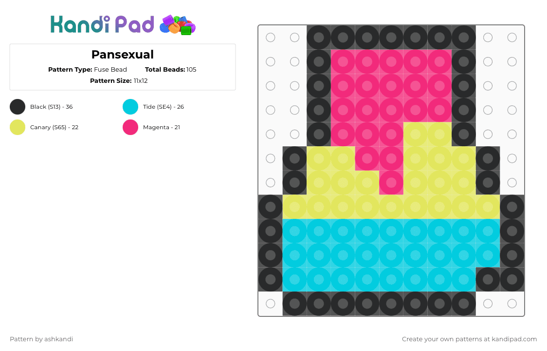 Pansexual Fuse Bead Pattern - Kandi Pad | Kandi Patterns, Fuse Bead ...