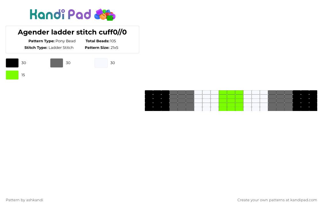 Agender ladder stitch cuff0//0 Pony Bead Pattern - Kandi Pad | Kandi ...
