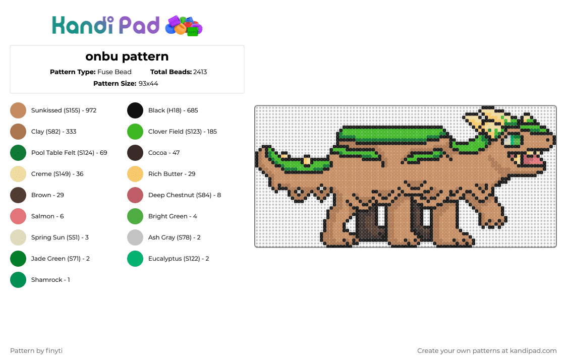 Onbu pattern Fuse Bead Pattern - Kandi Pad | Kandi Patterns, Fuse Bead ...