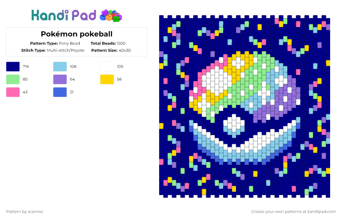 Pokémon pokeball Pony Bead Pattern - Kandi Pad | Kandi Patterns, Fuse ...
