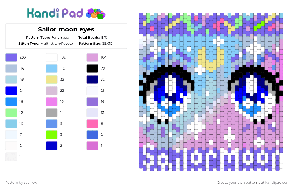 Sailor moon eyes Pony Bead Pattern - Kandi Pad | Kandi Patterns, Fuse ...