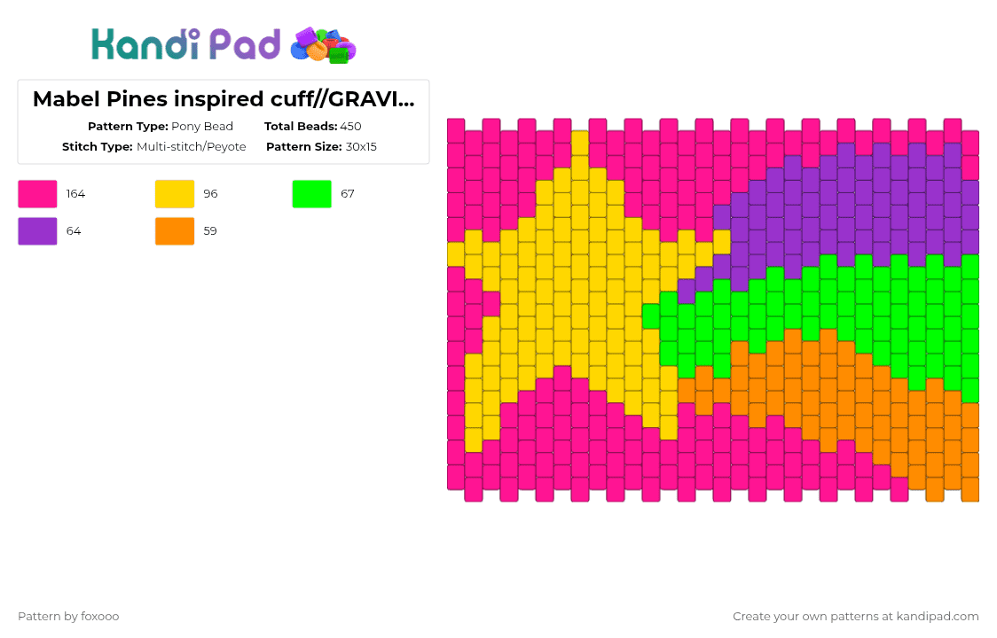 Mabel Pines inspired cuff//GRAVITY FALLS Pony Bead Pattern - Kandi Pad ...