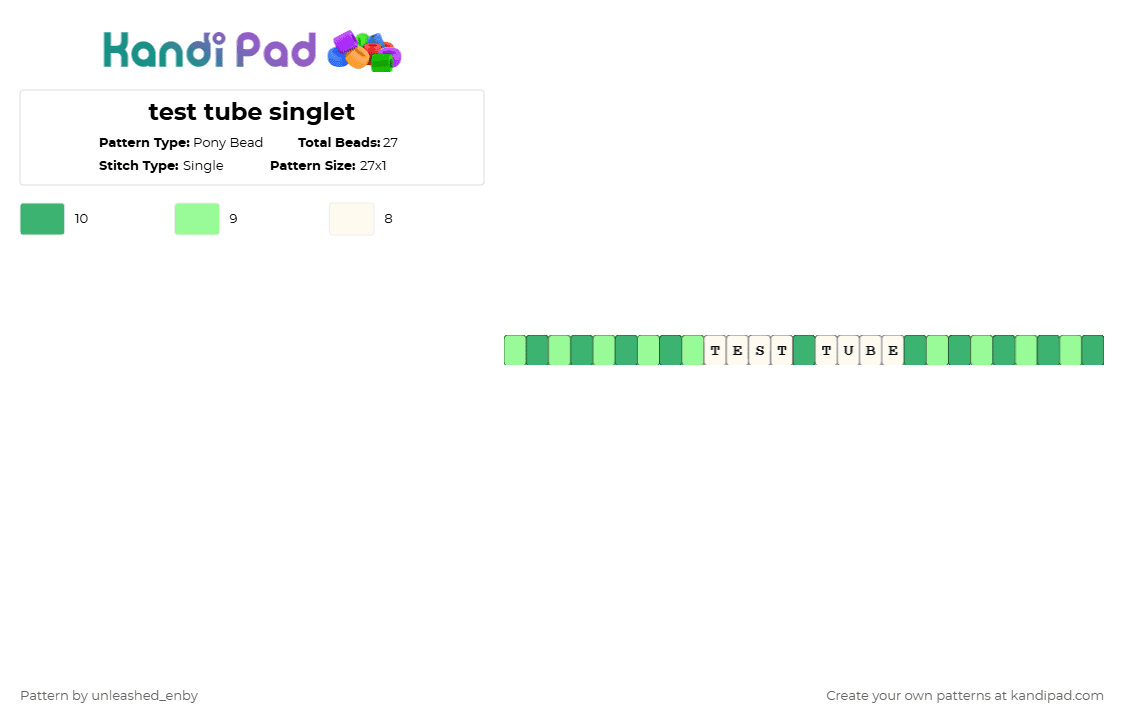 Test tube singlet Pony Bead Pattern - Kandi Pad | Kandi Patterns, Fuse ...
