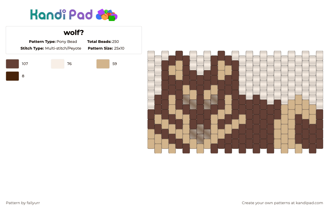 Wolf? Pony Bead Pattern - Kandi Pad | Kandi Patterns, Fuse Bead ...