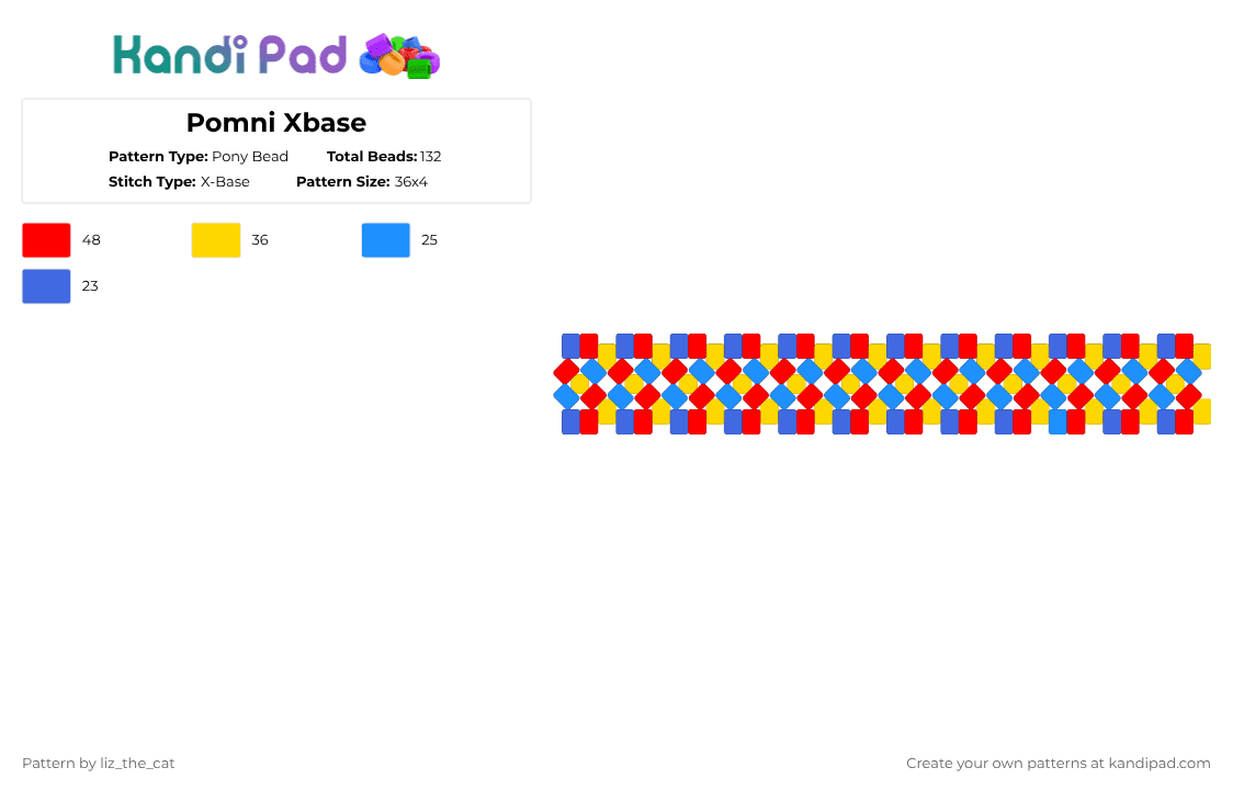Pomni Xbase Pony Bead Pattern - Kandi Pad | Kandi Patterns, Fuse Bead ...