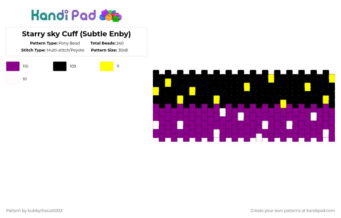 Starry sky Cuff (Subtle Enby) Pony Bead Pattern - Kandi Pad | Kandi ...
