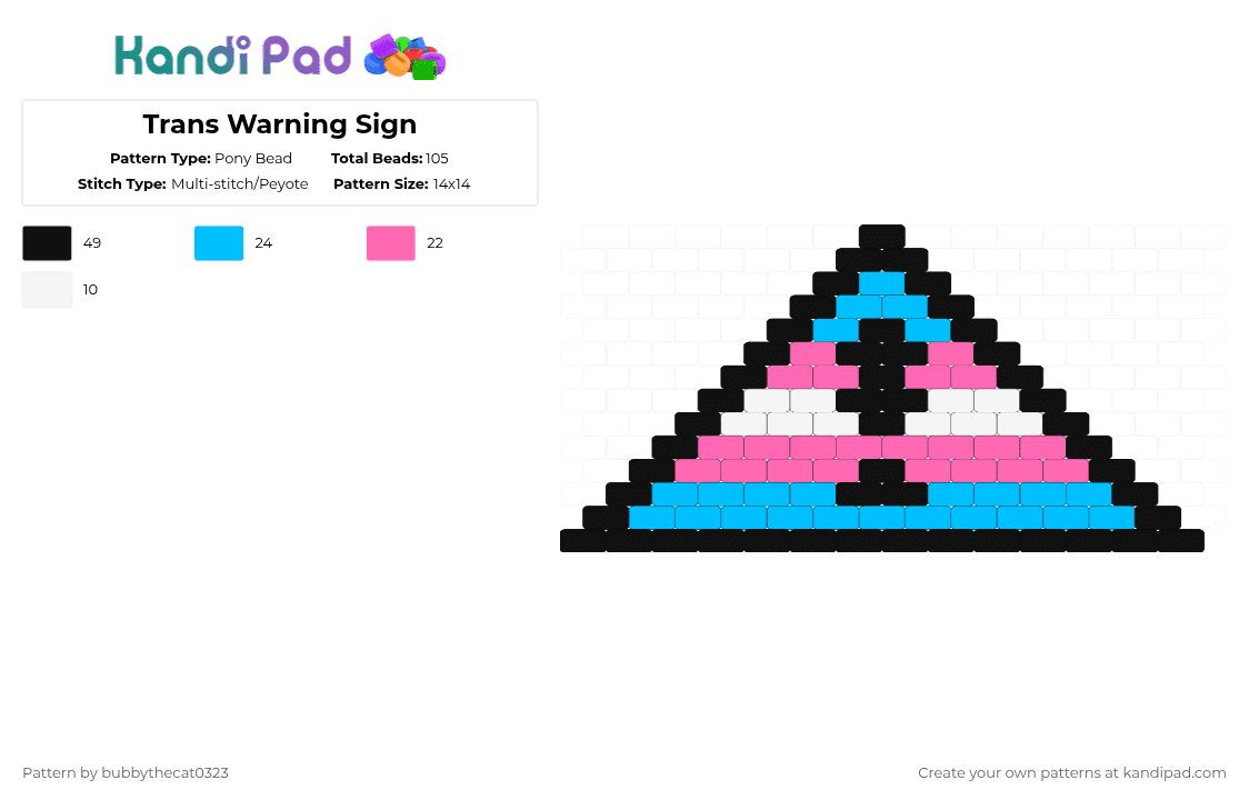 Trans Warning Sign Pony Bead Pattern - Kandi Pad | Kandi Patterns, Fuse ...
