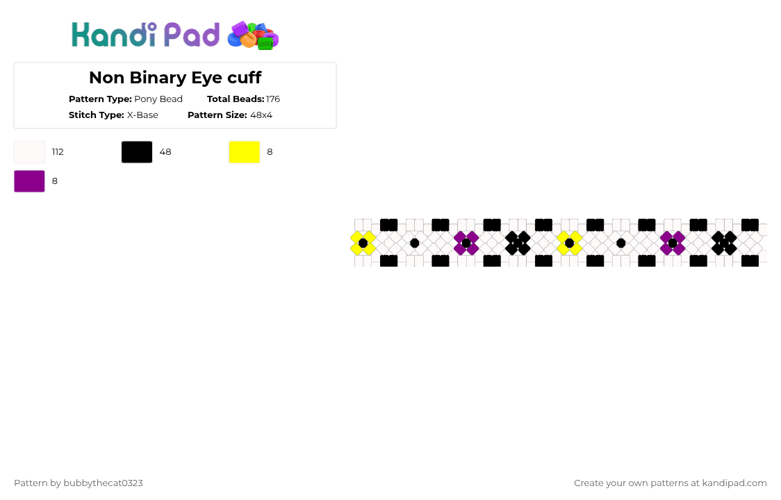 Non Binary Eye cuff Pony Bead Pattern - Kandi Pad | Kandi Patterns ...