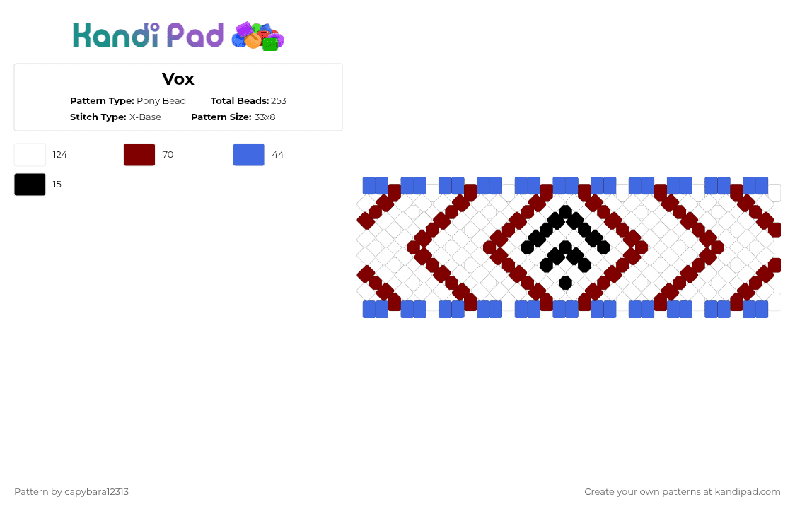 Vox Pony Bead Pattern - Kandi Pad | Kandi Patterns, Fuse Bead Patterns ...