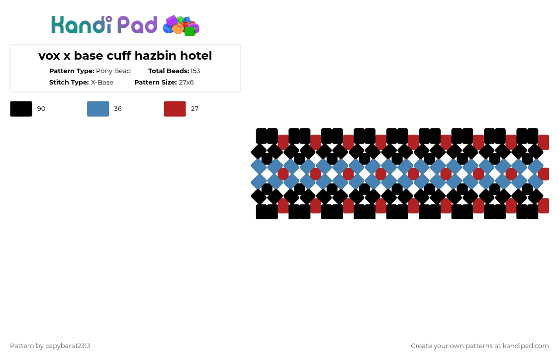 Vox x base cuff hazbin hotel Pony Bead Pattern - Kandi Pad | Kandi ...