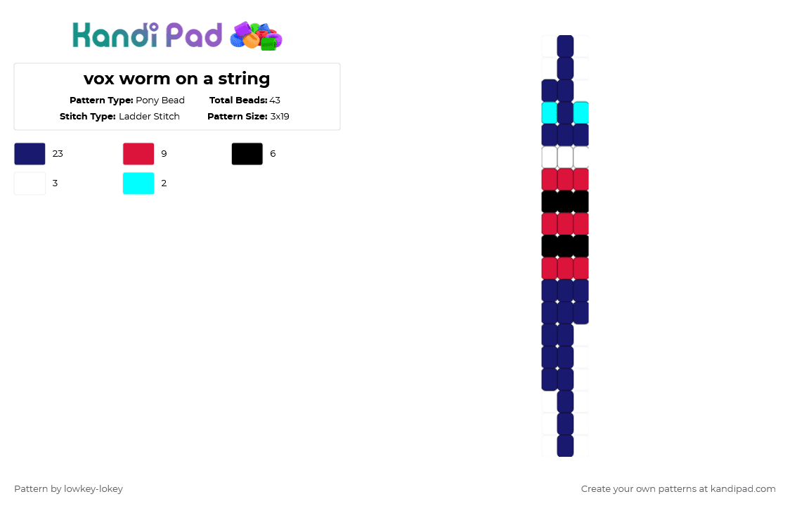 Vox worm on a string Pony Bead Pattern - Kandi Pad | Kandi Patterns ...