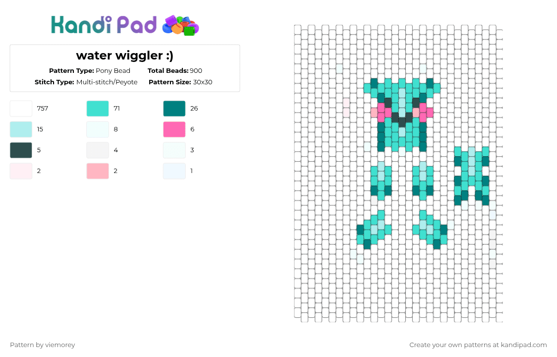 Water wiggler :) Pony Bead Pattern - Kandi Pad | Kandi Patterns, Fuse ...