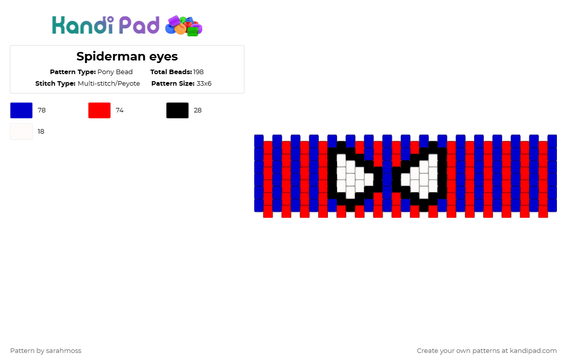 Spiderman eyes Pony Bead Pattern - Kandi Pad | Kandi Patterns, Fuse ...