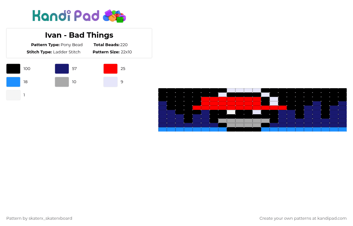 Ivan - Bad Things { cuff } Pony Bead Pattern - Kandi Pad | Kandi ...