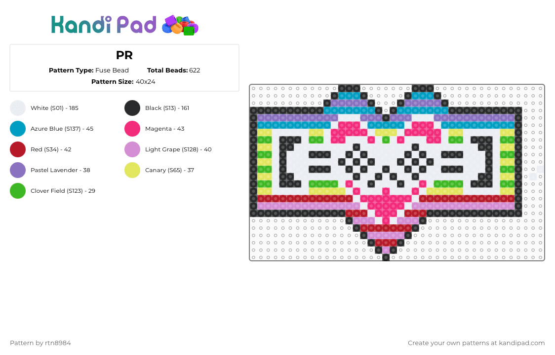 PR Fuse Bead Pattern - Kandi Pad | Kandi Patterns, Fuse Bead Patterns ...