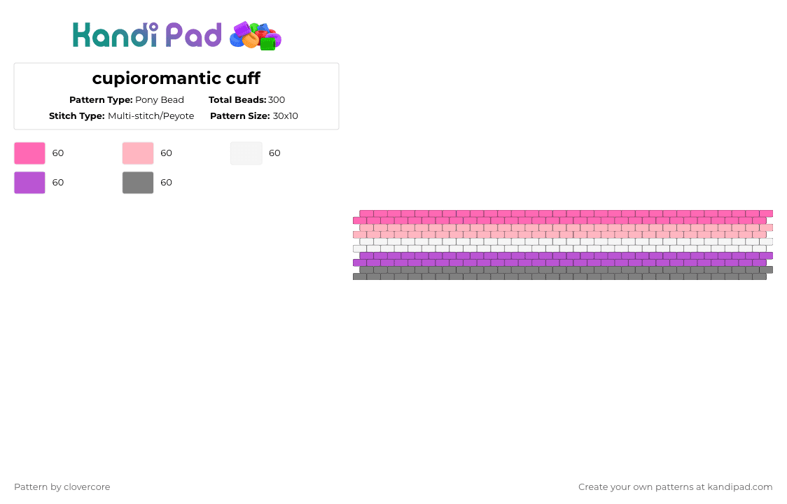 Cupioromantic cuff Pony Bead Pattern - Kandi Pad | Kandi Patterns, Fuse ...