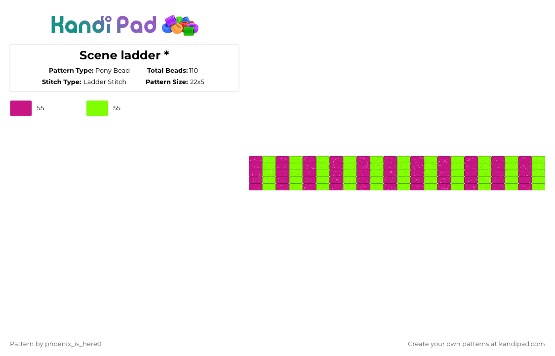 Scene ladder * Pony Bead Pattern - Kandi Pad | Kandi Patterns, Fuse ...