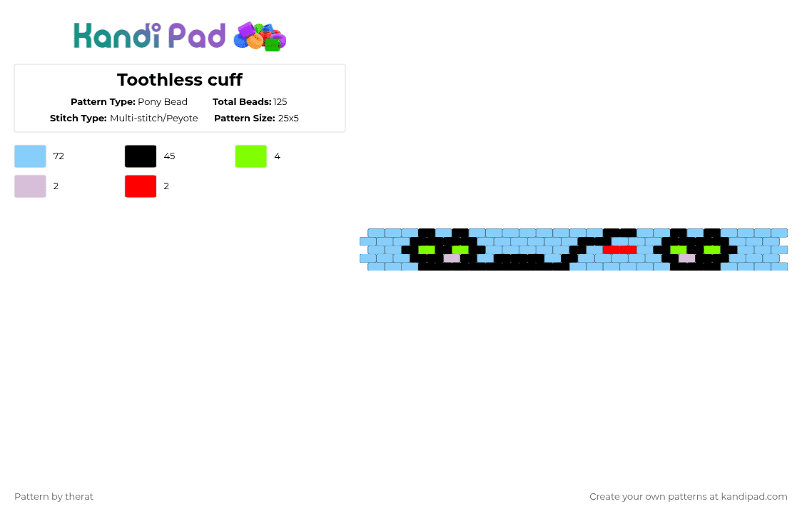 Toothless cuff Pony Bead Pattern - Kandi Pad | Kandi Patterns, Fuse ...