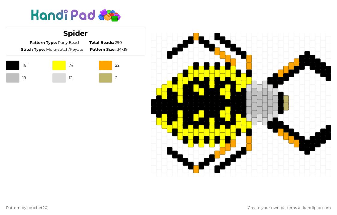 Spider Pony Bead Pattern - Kandi Pad | Kandi Patterns, Fuse Bead ...