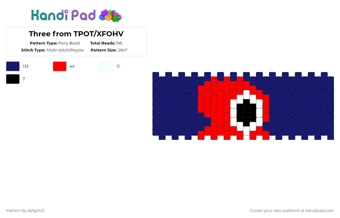 Three from TPOT/XFOHV Pony Bead Pattern - Kandi Pad | Kandi Patterns ...