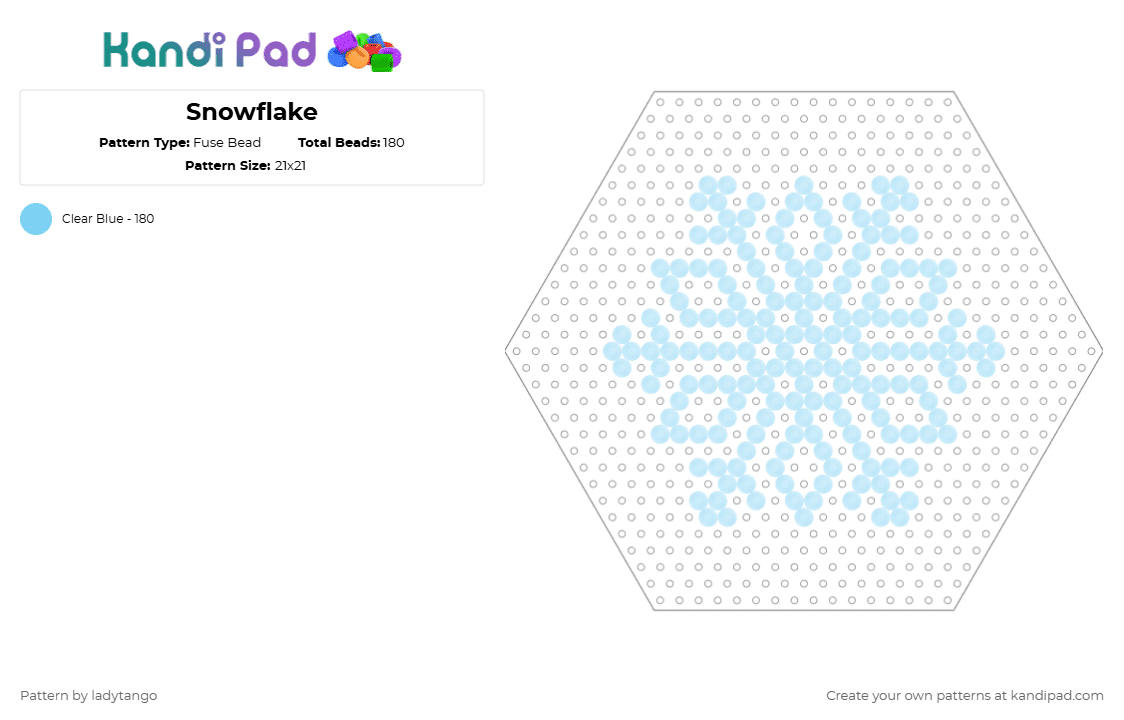 Snowflake Fuse Bead Pattern - Kandi Pad | Kandi Patterns, Fuse Bead ...