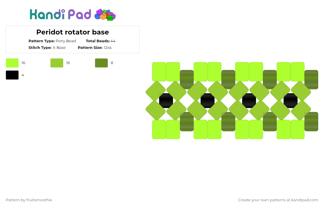 Peridot rotator base Pony Bead Pattern - Kandi Pad | Kandi Patterns ...