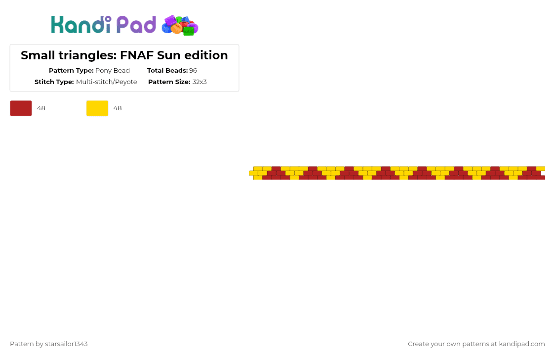 Small triangles: FNAF Sun edition Pony Bead Pattern - Kandi Pad | Kandi ...
