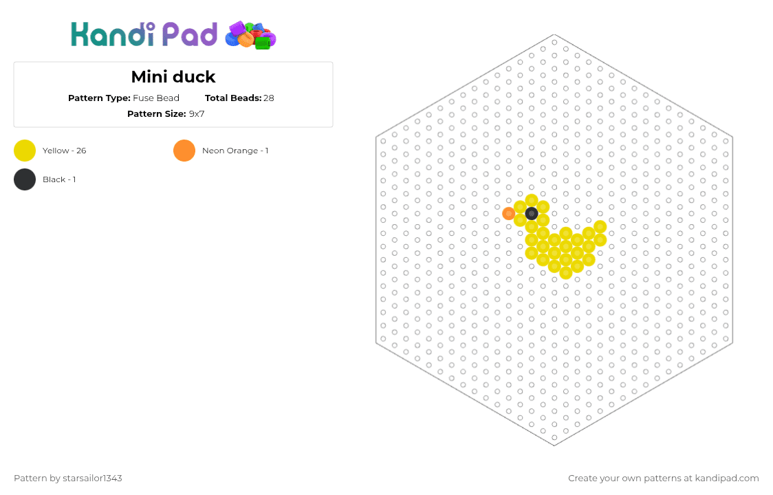 Mini duck Fuse Bead Pattern - Kandi Pad | Kandi Patterns, Fuse Bead ...