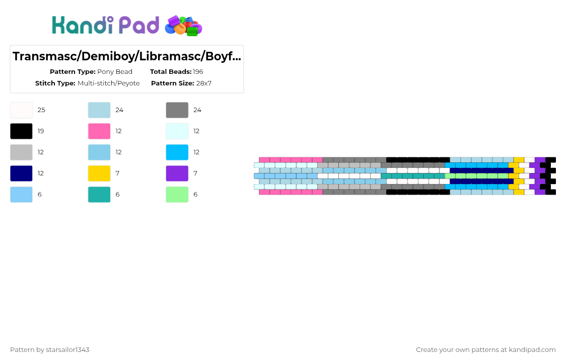 Transmasc/Demiboy/Libramasc/Boyflux/Enby flags cuff Pony Bead Pattern ...