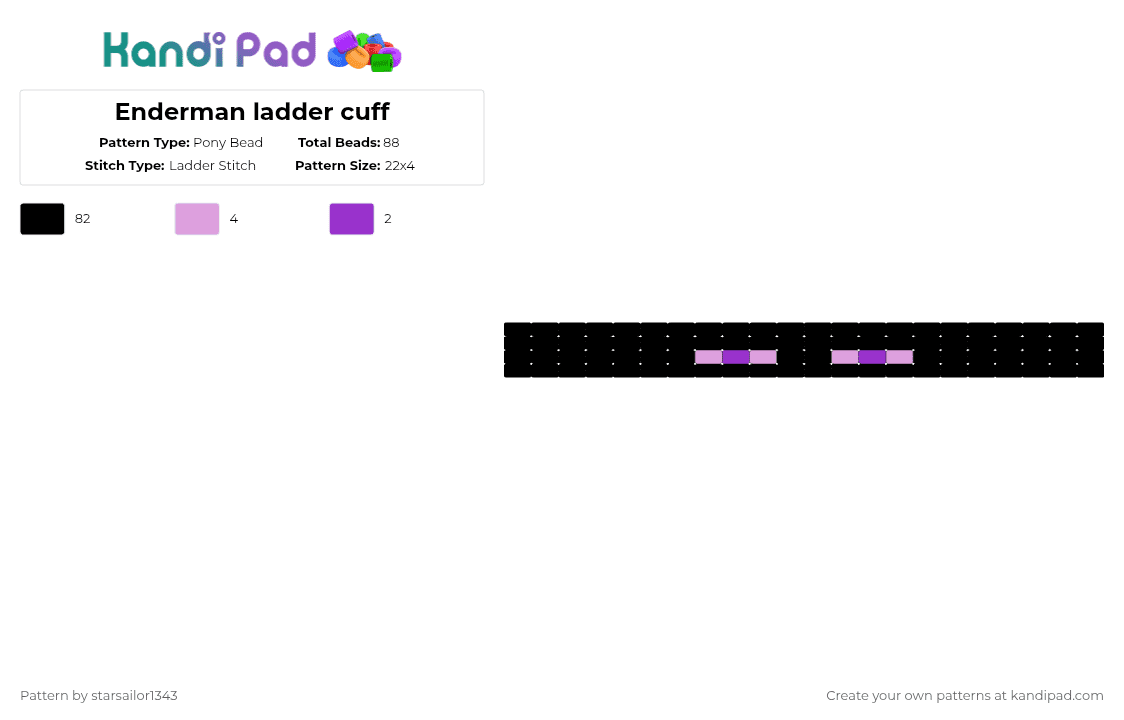 Enderman ladder cuff Pony Bead Pattern - Kandi Pad | Kandi Patterns ...