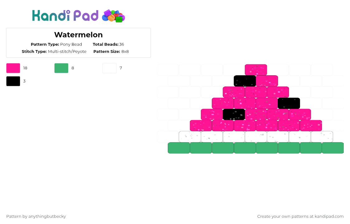 Watermelon Pony Bead Pattern - Kandi Pad | Kandi Patterns, Fuse Bead ...