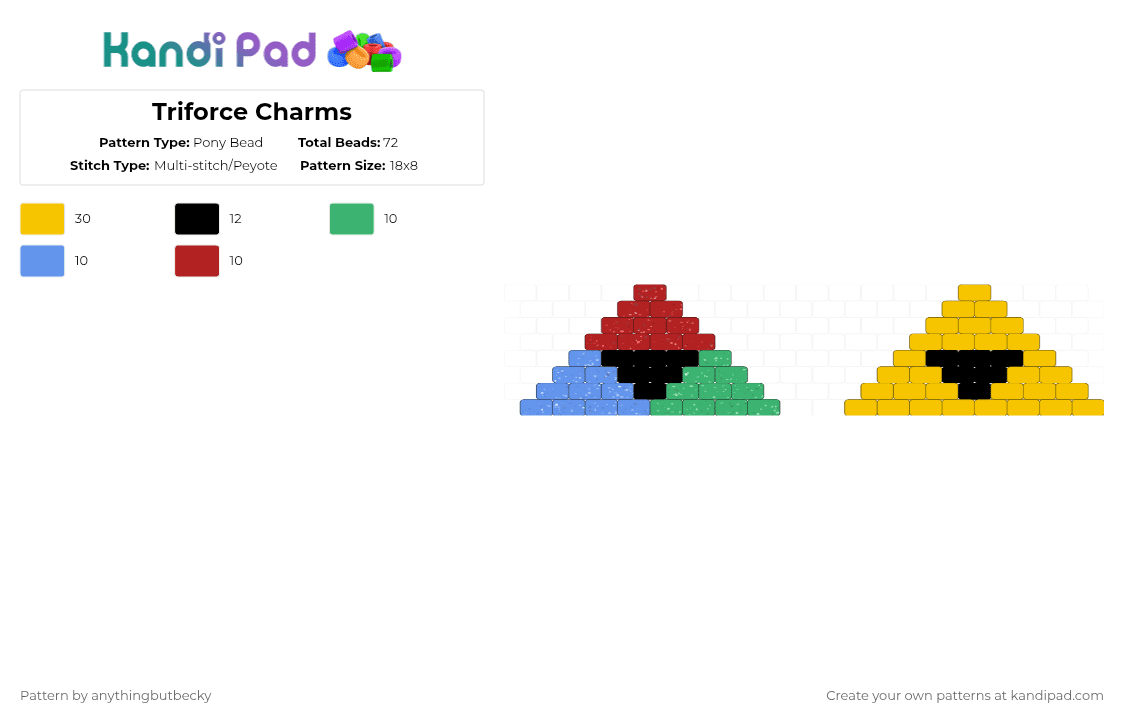 Triforce Charms Pony Bead Pattern - Kandi Pad | Kandi Patterns, Fuse ...