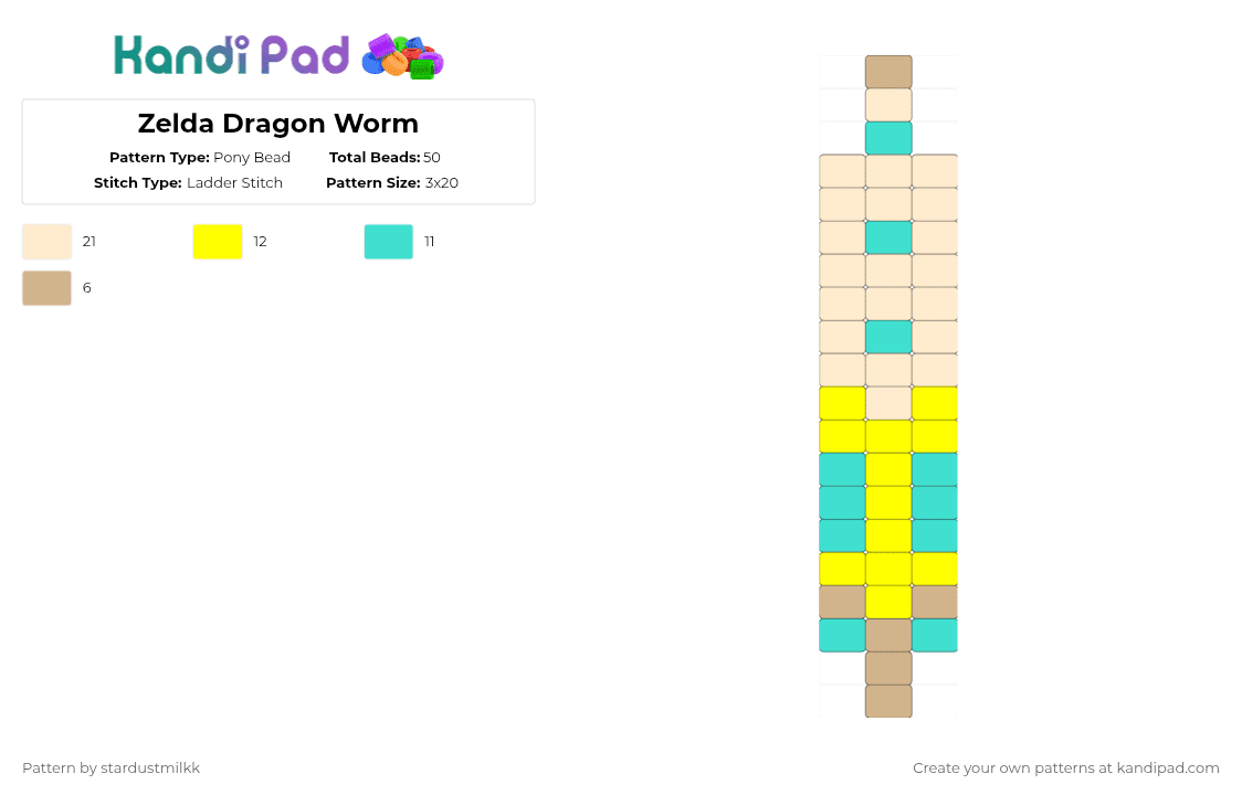 Zelda Dragon Worm Pony Bead Pattern - Kandi Pad | Kandi Patterns, Fuse ...