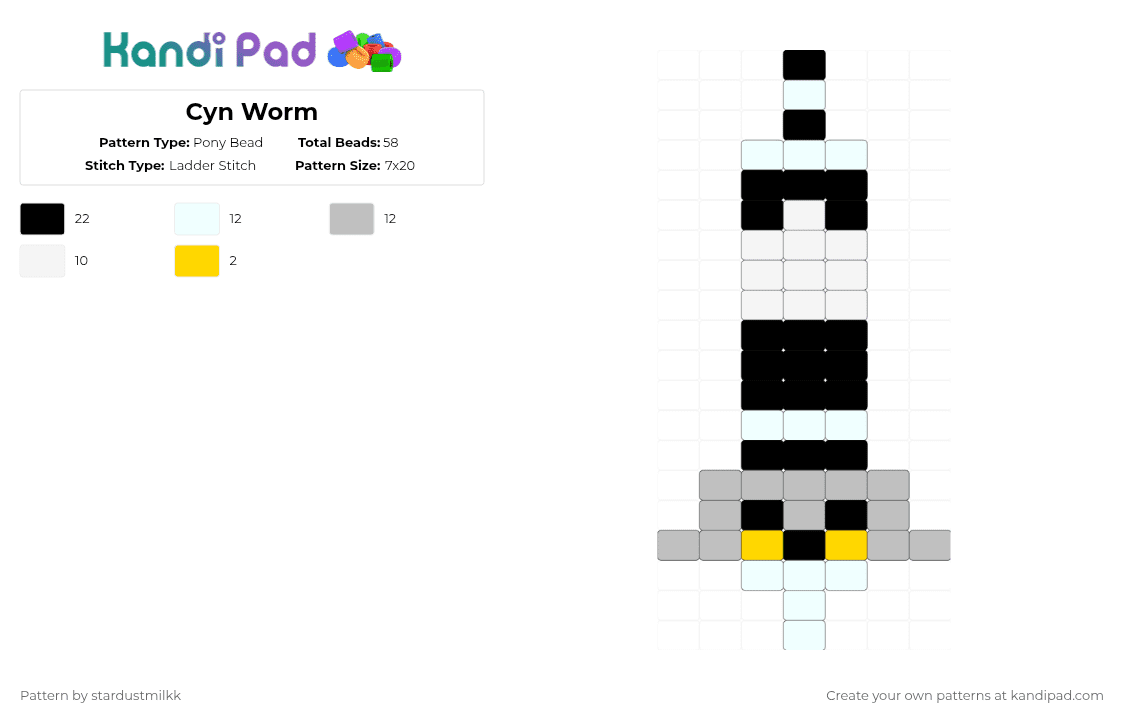 Cyn Worm Pony Bead Pattern - Kandi Pad | Kandi Patterns, Fuse Bead ...
