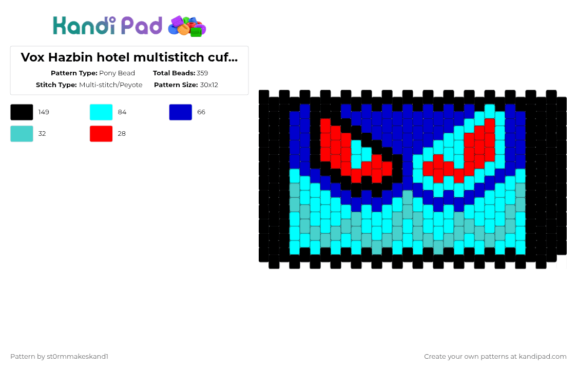 Vox Hazbin hotel multistitch cuff/panel Pony Bead Pattern - Kandi Pad ...