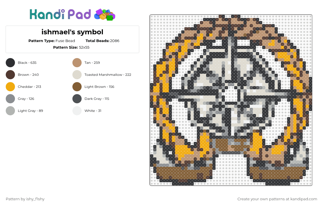 Ishmael's symbol Fuse Bead Pattern - Kandi Pad | Kandi Patterns, Fuse ...