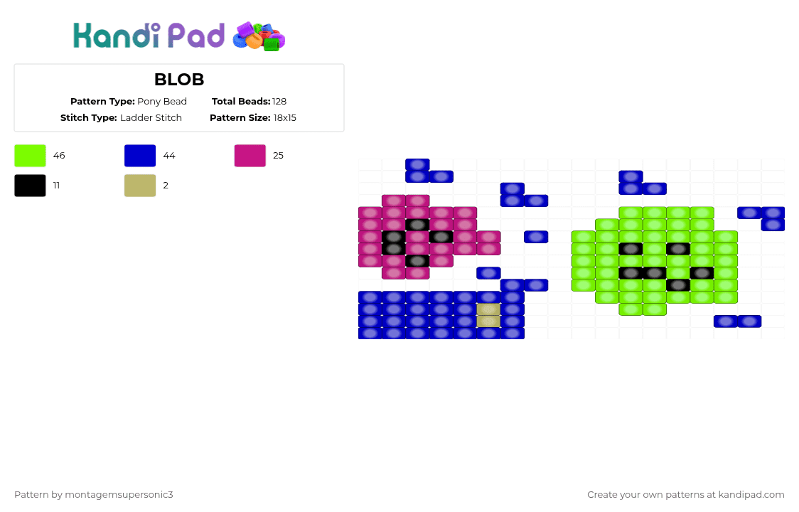 BLOB Pony Bead Pattern - Kandi Pad | Kandi Patterns, Fuse Bead Patterns ...
