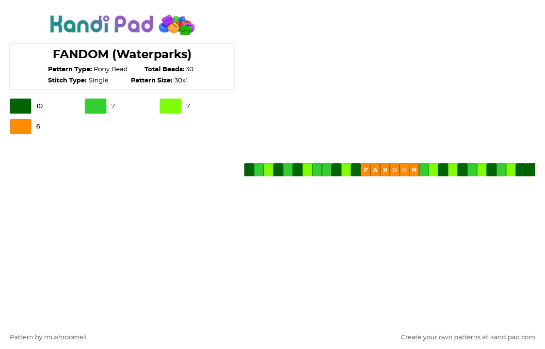 FANDOM (Waterparks) Pony Bead Pattern - Kandi Pad | Kandi Patterns ...