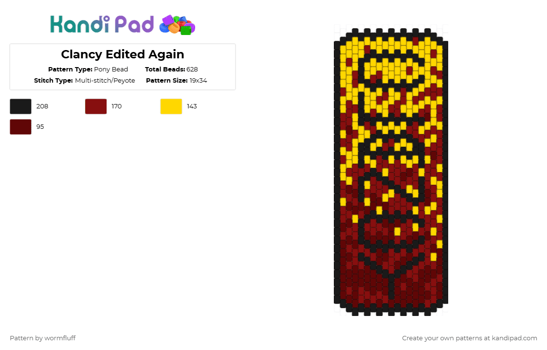 Clancy Edited Again Pony Bead Pattern - Kandi Pad | Kandi Patterns ...