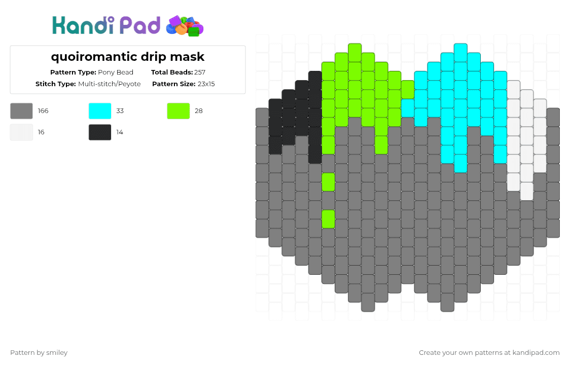 Quoiromantic drip mask Pony Bead Pattern - Kandi Pad | Kandi Patterns ...