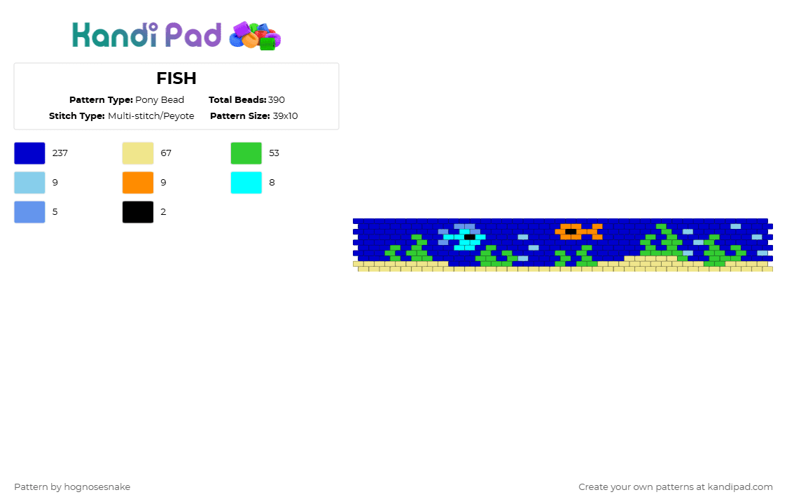 FISH Pony Bead Pattern - Kandi Pad | Kandi Patterns, Fuse Bead Patterns ...