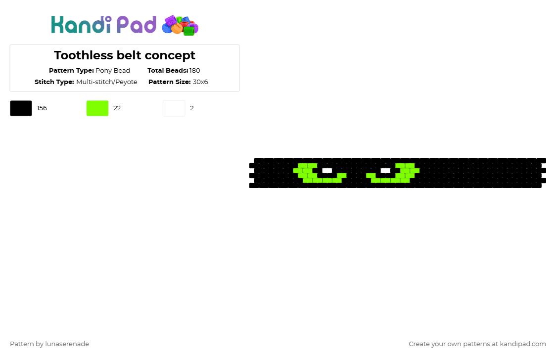 Toothless belt concept Pony Bead Pattern - Kandi Pad | Kandi Patterns ...