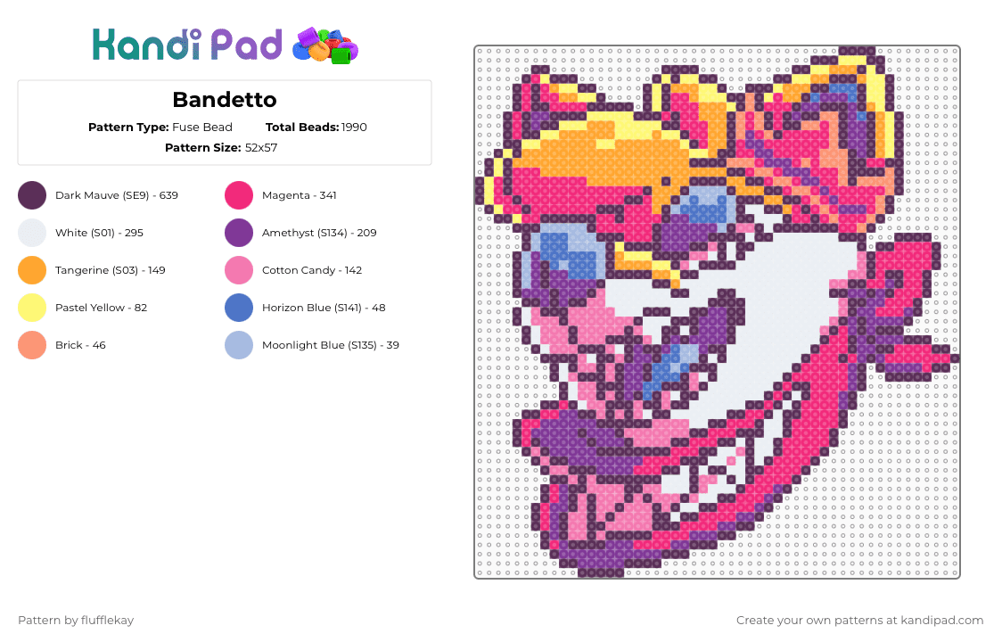 Bandetto Fuse Bead Pattern - Kandi Pad | Kandi Patterns, Fuse Bead ...