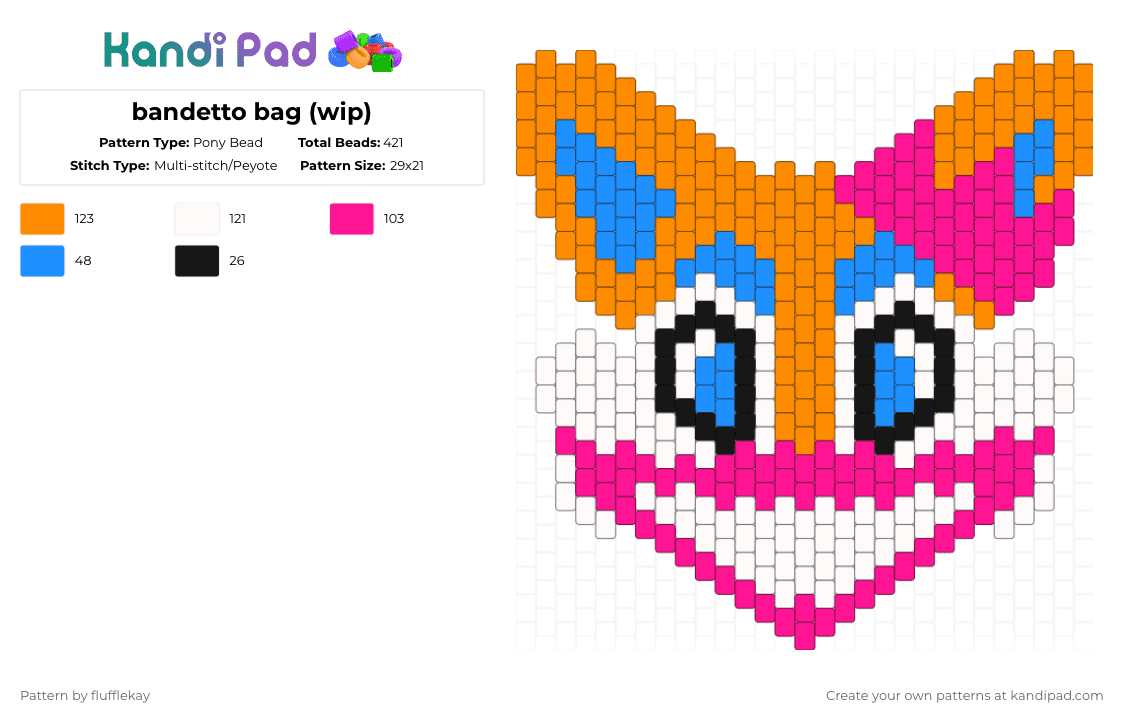 Bandetto bag (wip) Pony Bead Pattern - Kandi Pad | Kandi Patterns, Fuse ...